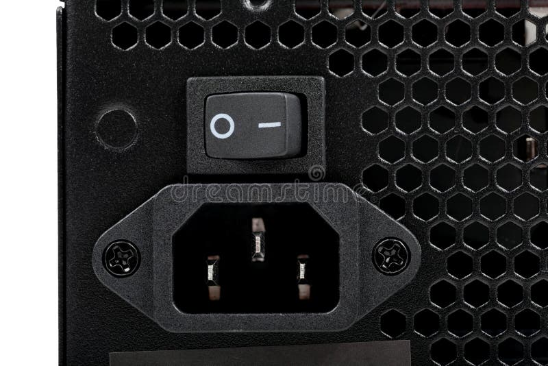 Modern Black Power Supply Unit Back Plate Side Macro Closeup Detail ...