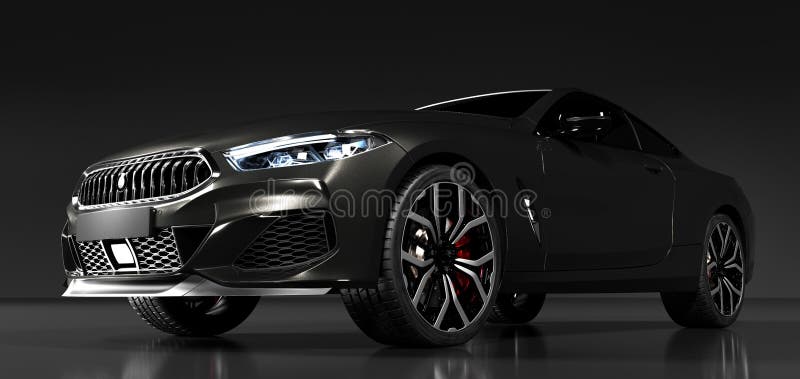 Modern Black Premium Car in Studio Light Stock Illustration ...