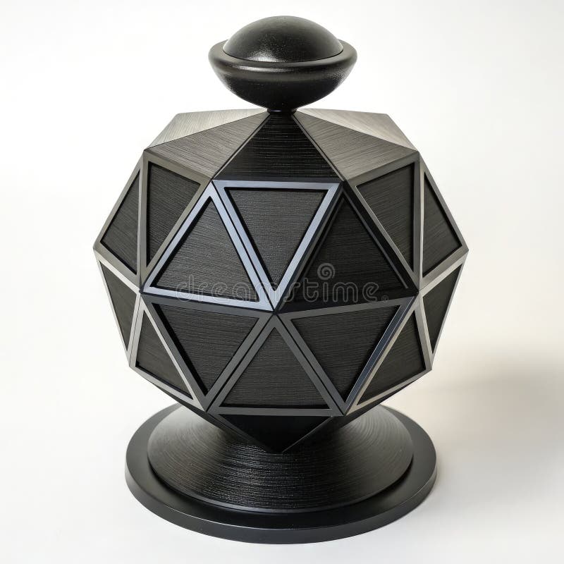 Modern Black Printed Art Object with Geometric Shapes and Smooth Finish ...