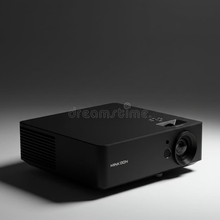 Modern Black Projector with a Sleek, Rectangular Design on a Neutral ...