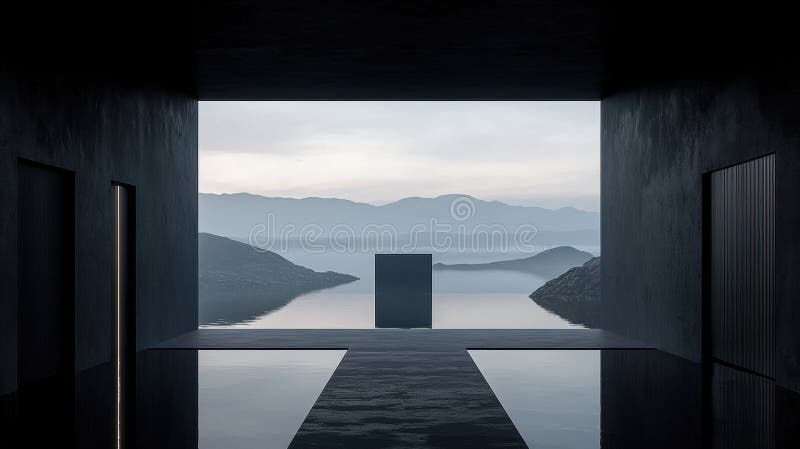 Modern Black Room Large Window Pillar Middle Stock Photos - Free ...