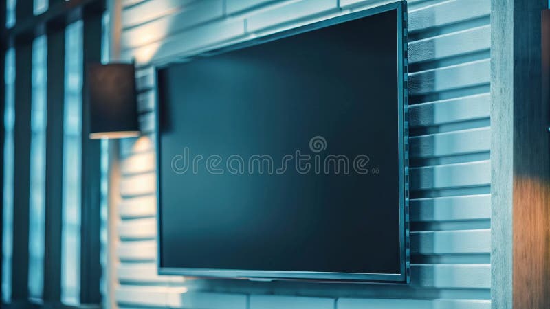 Modern Black Screen on Empty Wall Design Stock Illustration ...