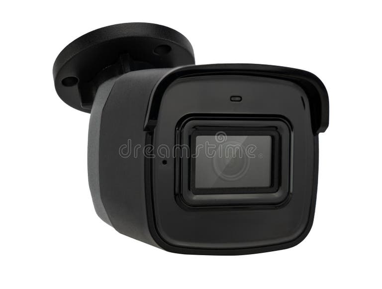 Modern Black Security Camera Isolated Stock Image - Image of viewing ...