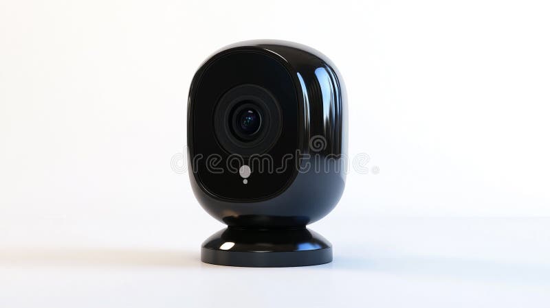 Modern Black Security Camera on White Background Smart Home Technology ...