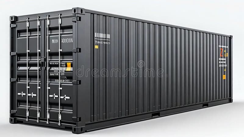 Modern Black Shipping Container for Cargo Transport and Industrial ...