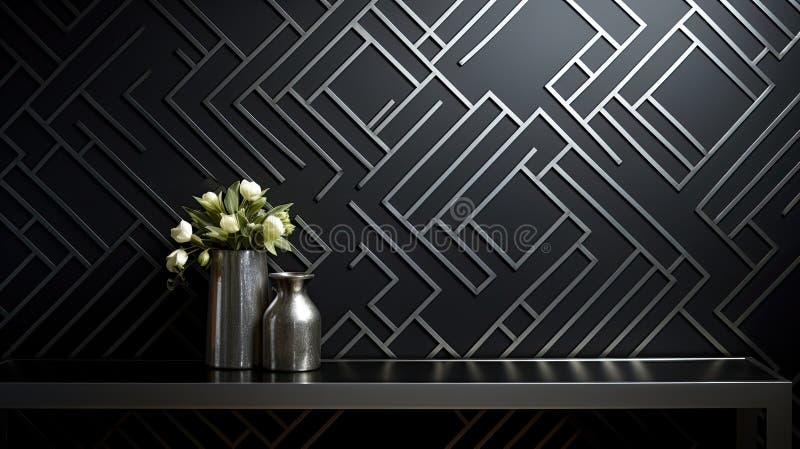 Modern Black and Silver Geometric Stock Illustration - Illustration of ...