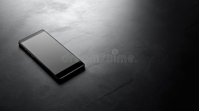 Modern Black Smartphone Lying on Dark Textured Surface with Dramatic ...