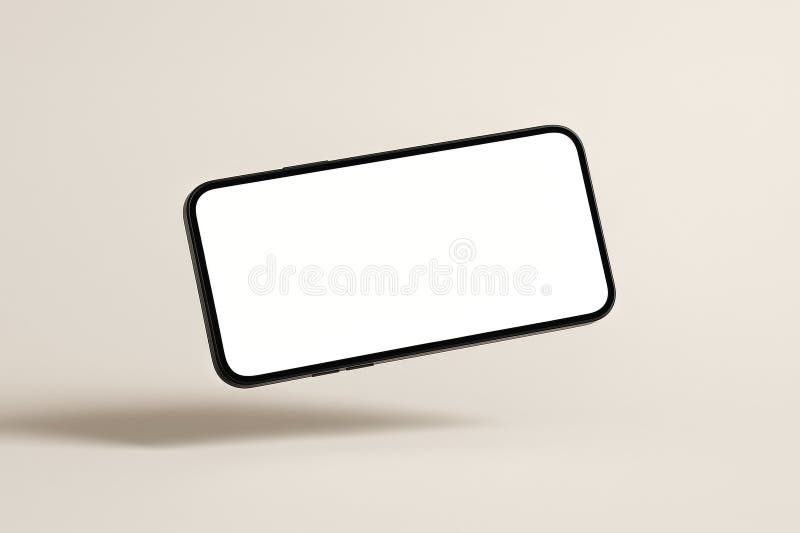 Modern Black Smartphone Mockup Floating Isolated Horizontal ...