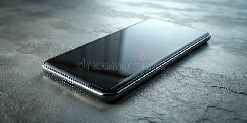 Modern Black Smartphone on Textured Gray Concrete a Sleek and ...