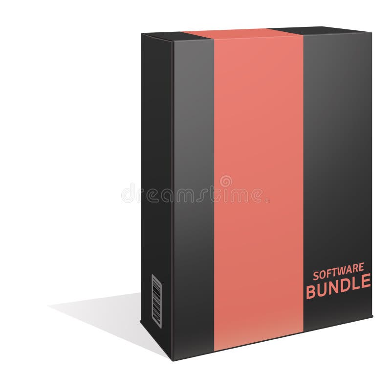 Modern Black Software Package Box with Ribbon Top. Stock Illustration ...