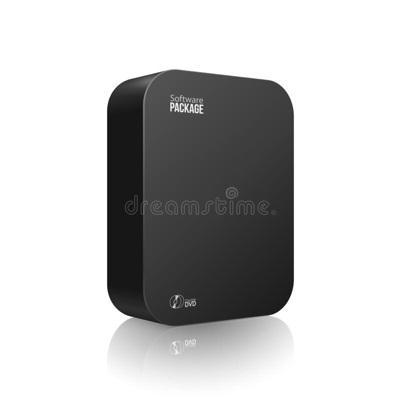 Modern Black Software Package Box with Rounded Corners with DVD or CD ...