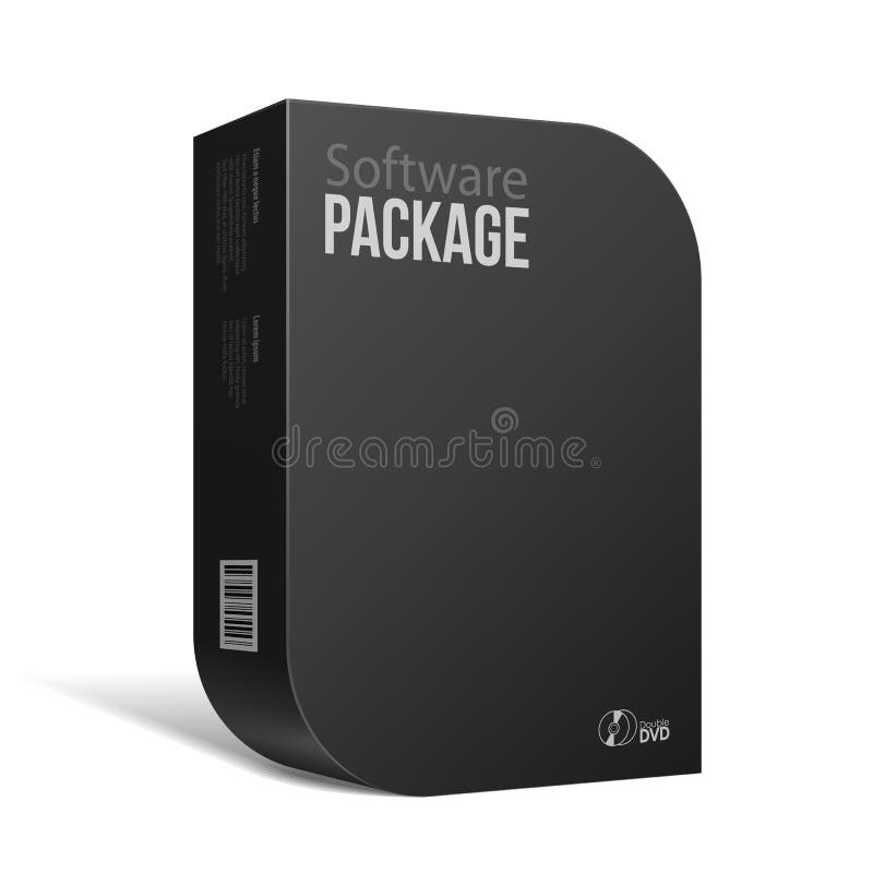 Modern Black Software Package Box with Rounded Corners Stock Vector ...