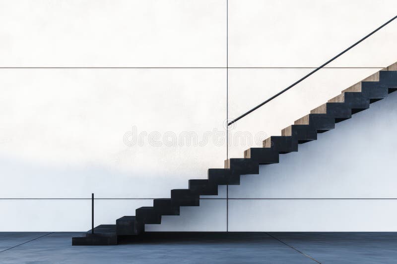 Modern Black Staircase with Sharp Diagonal Shadows Stock Illustration ...