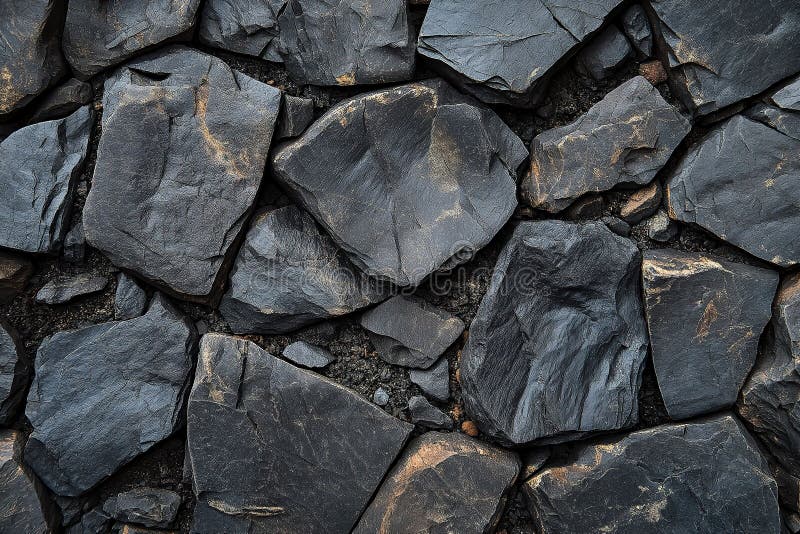 Modern Black Stone Flat Design Featuring Chaotic Rock Patterns Stock ...