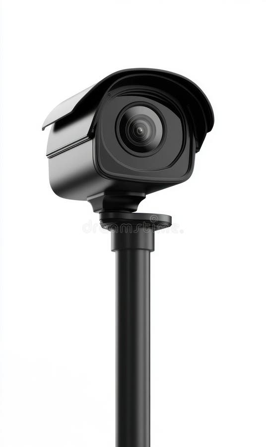 Modern Black Surveillance Camera on Pole Stock Illustration ...