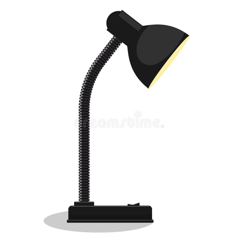 Modern Black Table Lamp Icon, Flat Design Style. Desk Lamp. Vector ...