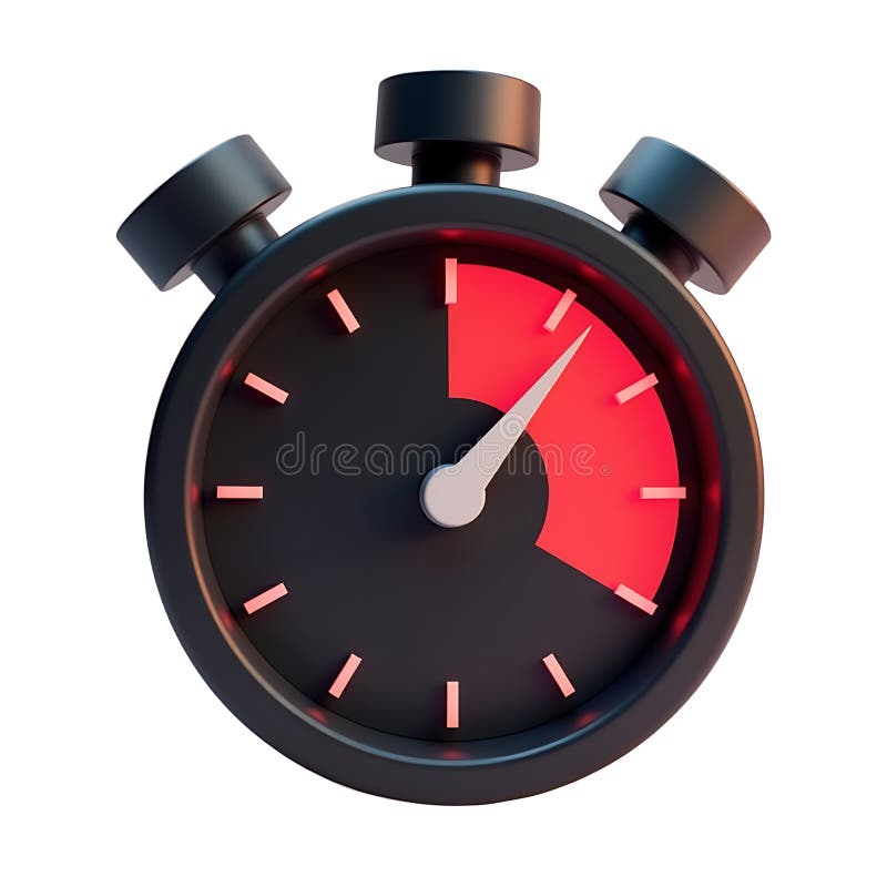 Sleek Black Timer Half Red on White 3D Render Stock Illustration ...