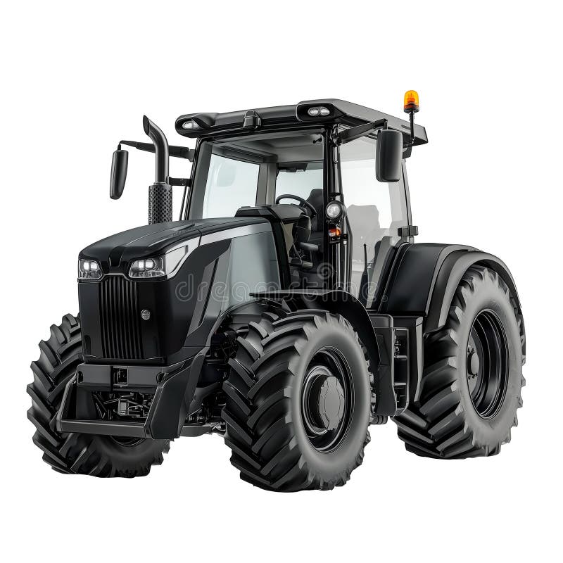 Modern Black Tractor Isolated on a Transparent Background. Designed for ...