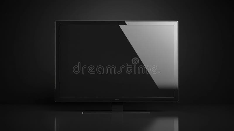 Modern Black TV Screen Mockup with Reflection Blank Display for Design ...