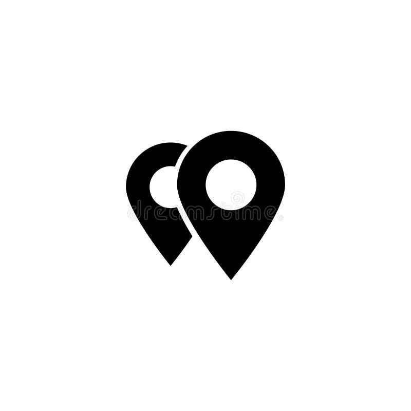 Modern Black Vector Icon of Two Overlapping Location Pins Stock Vector ...