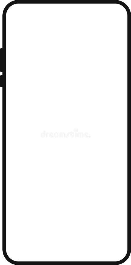 Modern Black Vector Illustration of Mobile Gadget - Flat Drawing Mockup ...