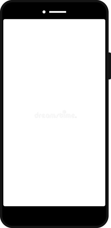 Modern Black Vector Illustration of Mobile Gadget - Flat Drawing Mockup ...