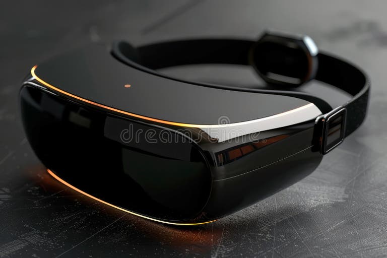 Modern Black VR Visual Reality Headset is on the Table Stock Photo ...