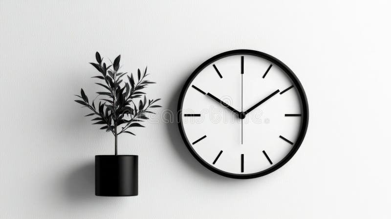 Minimalist Black Wall Clock Subtle Shadow Stock Photos - Free & Royalty ...