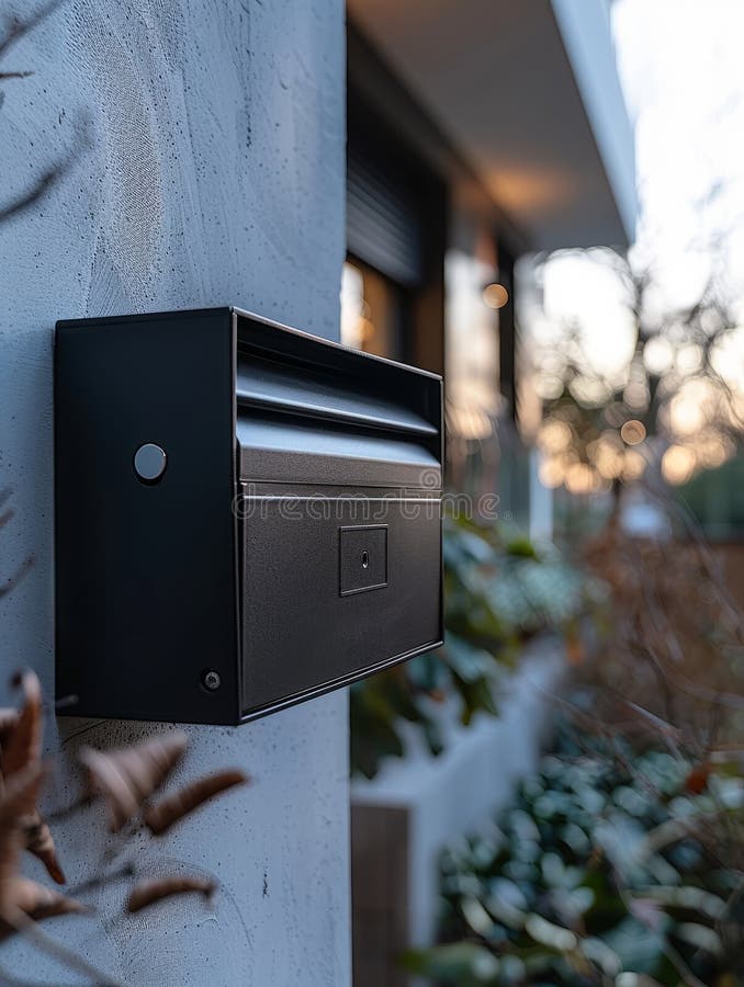 Modern Black Wall-mounted Mailbox on Residential Building Stock Image ...