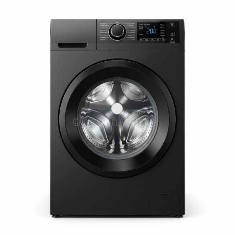Modern Black Washing Machine with Digital Display and Advanced Features ...