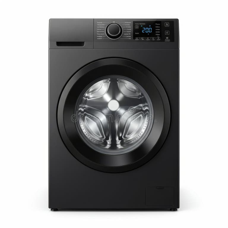 Modern Black Washing Machine with Digital Display and Advanced Features ...