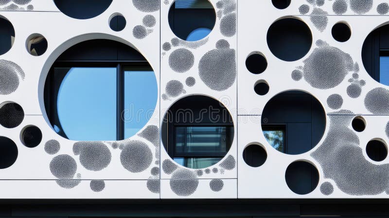 Modern Black and White Architectural Design Featuring Circular Holes on ...