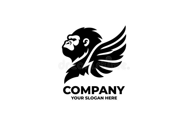 Modern Black White Flying Ape Logo Stock Vector - Illustration of bold ...