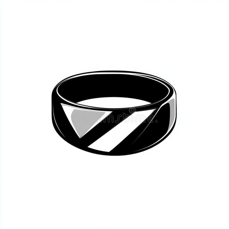 Modern Black and White Geometric Ring with Triangular Design Stock ...