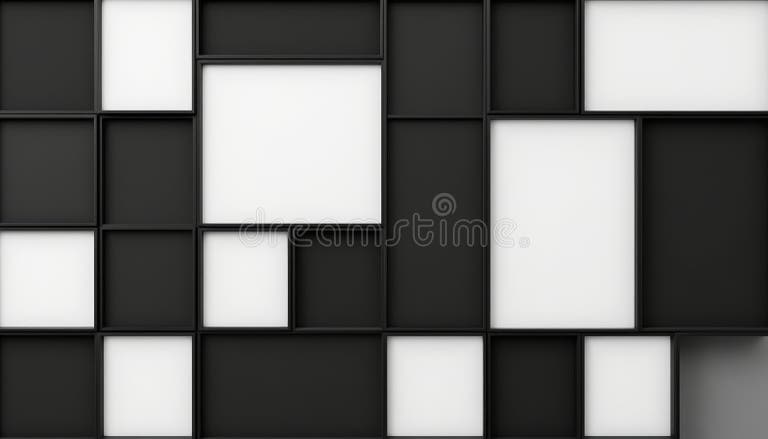 Modern Black and White Grid Design Featuring Various Rectangular Frames ...