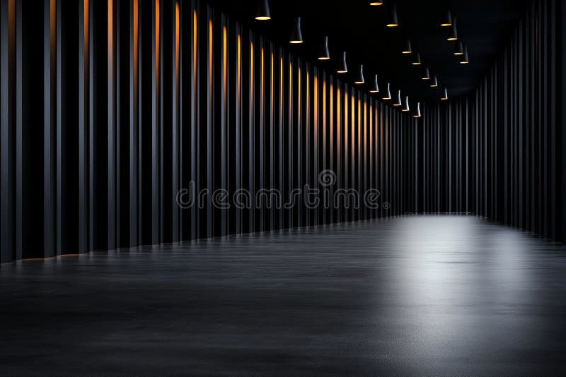 Modern Black and White Interior with Sleek Lines and Ambient Lighting ...