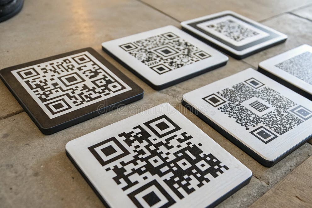 Modern Black and White Square Shaped Tiles with QR Codes Featuring ...