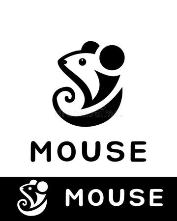 A Modern Black and White Vector Illustration of a Stylized Mouse Logo ...