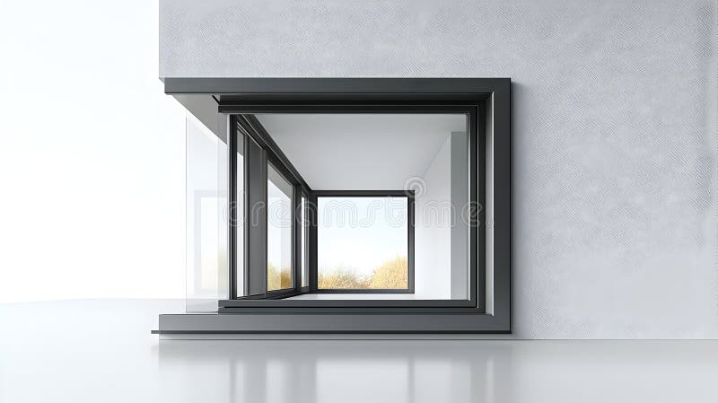 Modern Black Window with View of Trees Stock Illustration ...