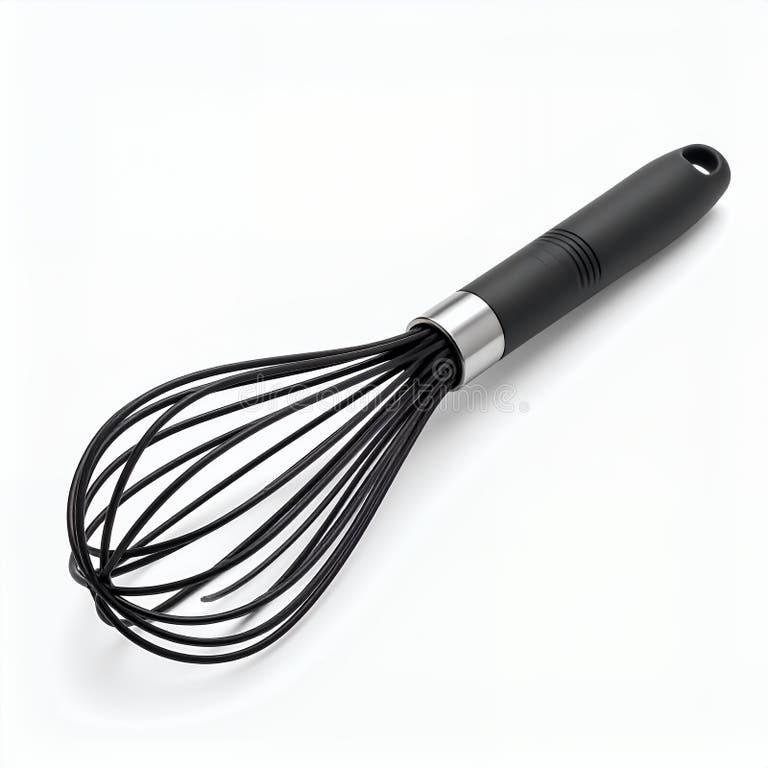 Minimalist Black Wire Whisk with Ergonomic Handle for Culinary Use on ...
