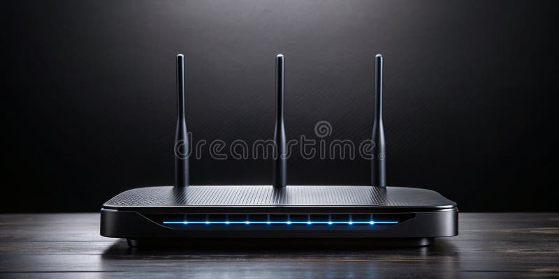 Modern Black Wireless Router on a Dark Background AI Generative Stock ...