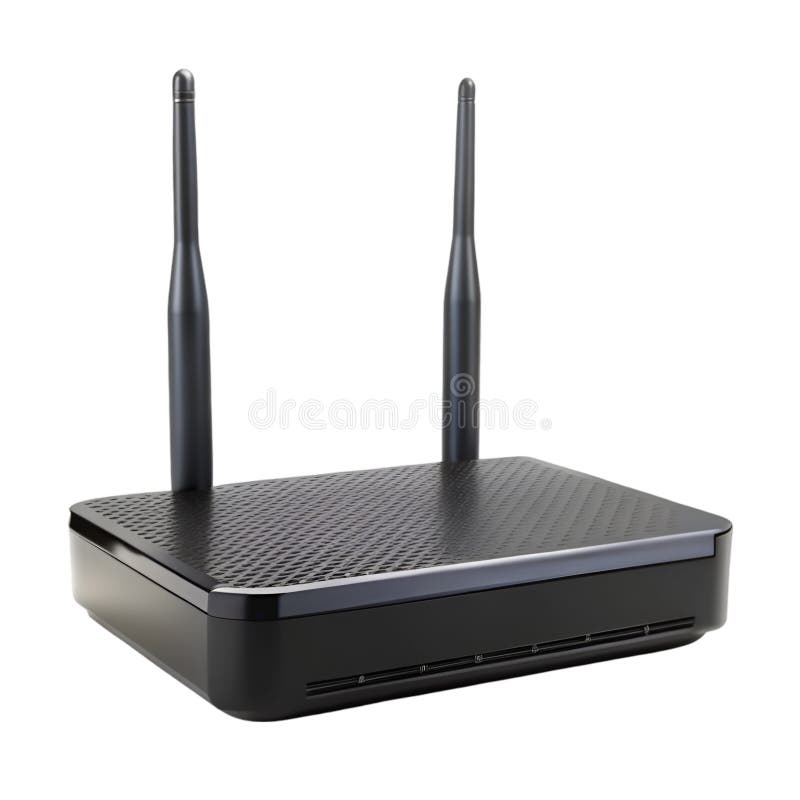 Modern Black Wireless Router Isolated on White Background for Network ...