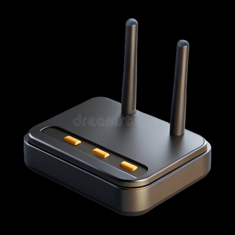 Modern Black Wireless Router Isolated on White Background. Technology ...