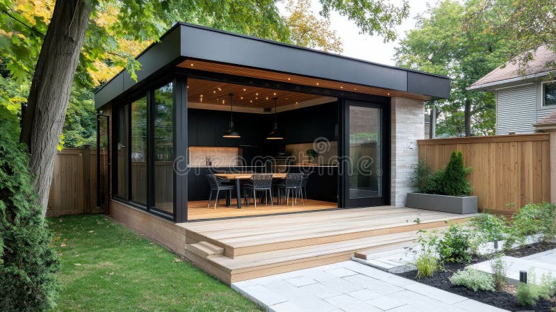 Modern Black and Wood House Extension with a Spacious Deck and Glass ...