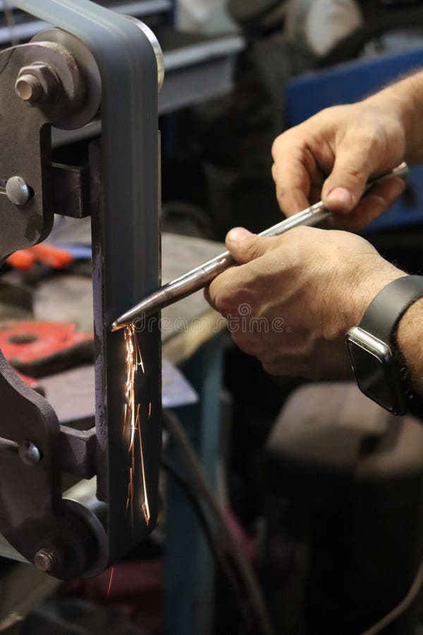 Modern Blacksmith Working in His Shop Stock Image - Image of vehicle ...