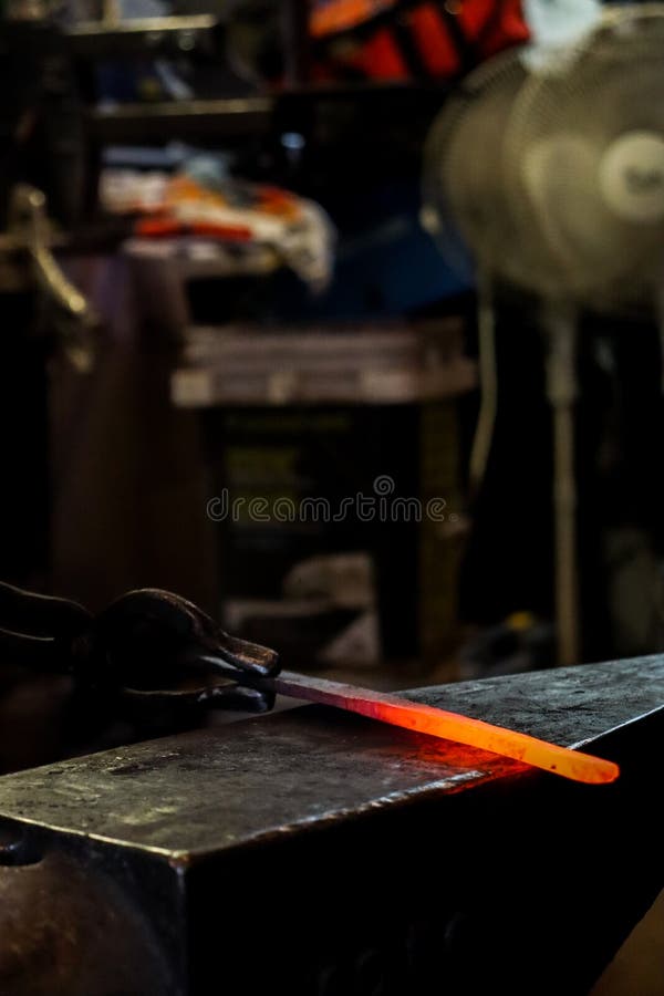 Modern Blacksmith Working in His Shop Stock Image - Image of spikes ...