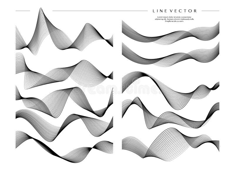 Modern Blend Line Wave Abstract Design Vector Set Minimal Dynamic Lines Vector Stock Vector