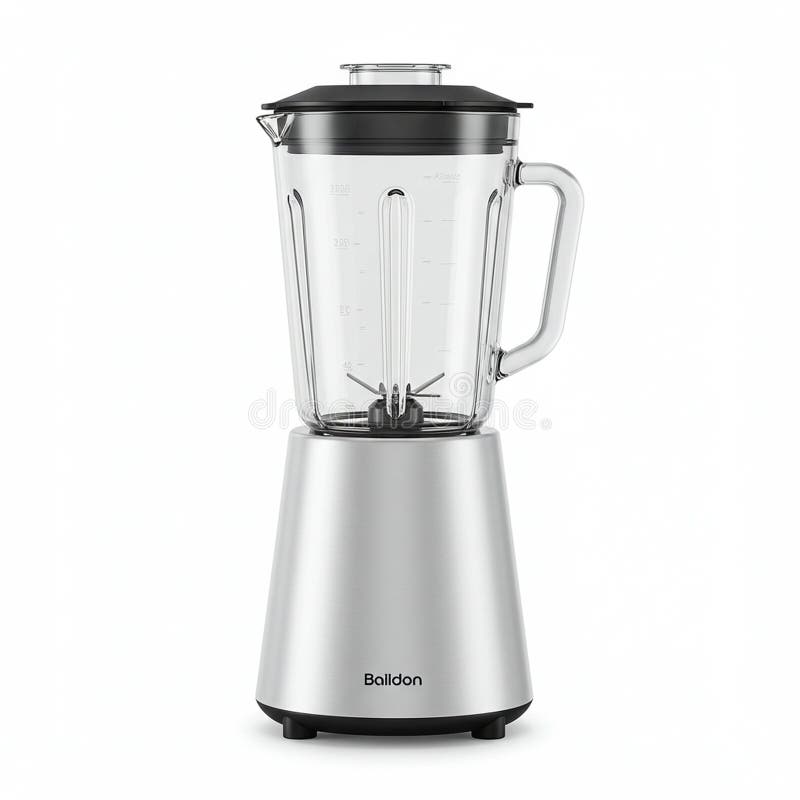 A Modern Blender with a Sleek, Silver Base and a Clear Glass Pitcher ...