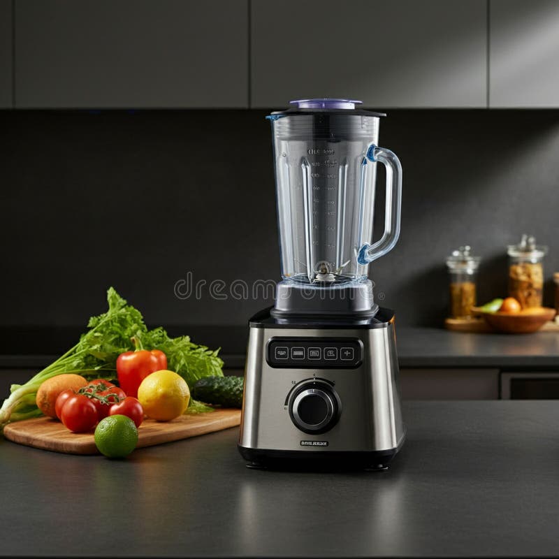 A Modern Blender with a Stainless Steel Base and a Transparent Pitcher ...