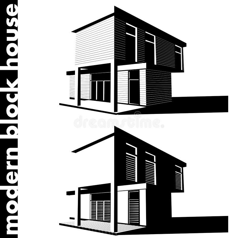 Modern block house stock vector. Illustration of silhouette - 47944509
